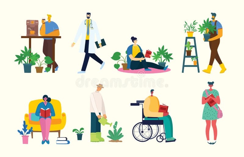 Vector Illustration Background in Flat Design of Group People Doing ...