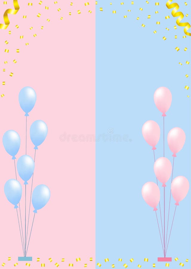 Vector Illustration. Background at a Gender Party with Balloons Stock ...