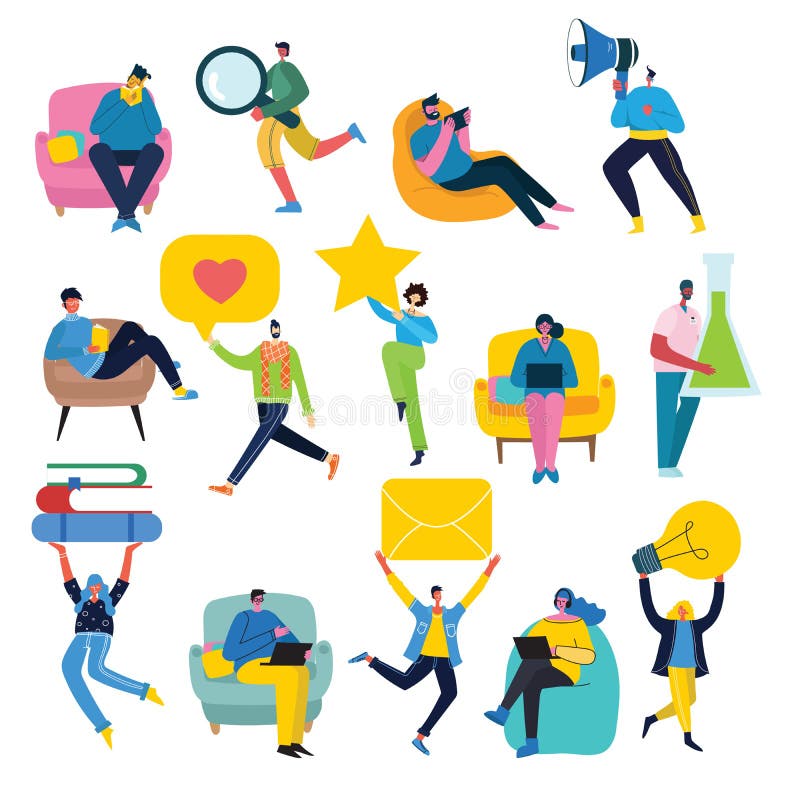 Vector Illustration Backgrounds in Flat Design of Group People Doing ...