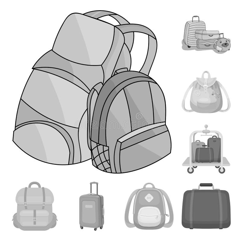 Vector Design of and Backpack Icon. Set of and Pack Stock Symbol for ...