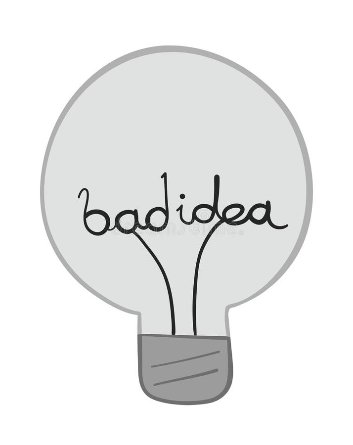 Vector Illustration Bad Idea Light Bulb. Hand Drawn Stock Vector ...