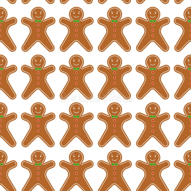 Gingerbread Men Seamless Pattern Stock Vector Illustration Of