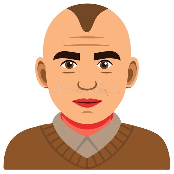 Bald Man with Distinctive Hair Vector Illustration for Avatar or ...