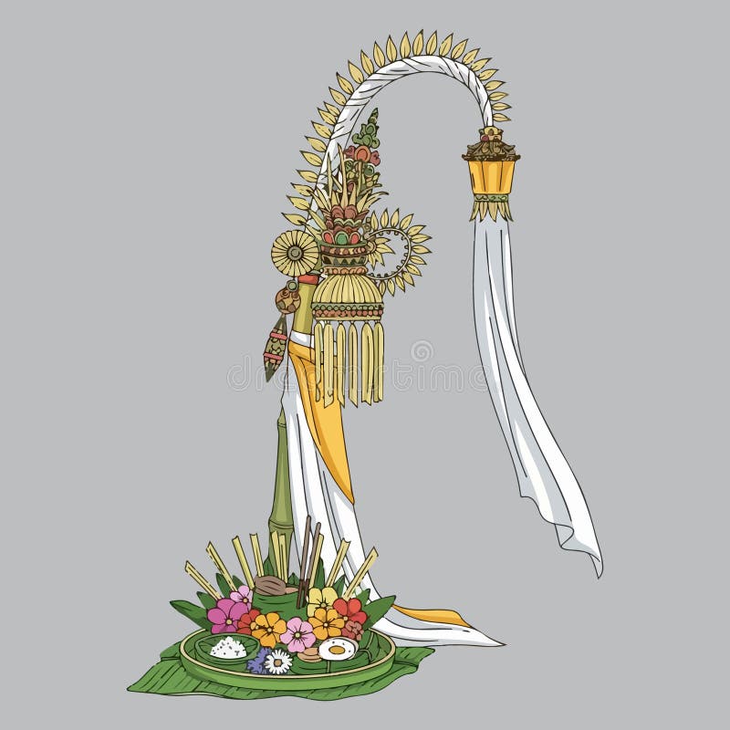 Vector Illustration of Balinese Penjor Stock Vector - Illustration of ...