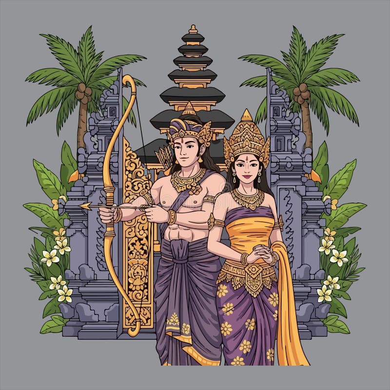 Vector Illustration of Balinese Rama Sinta Stock Illustration ...