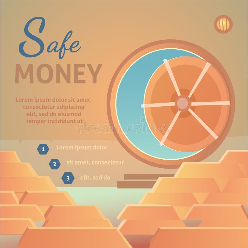 Vector Illustration Bank Safe Concept with Metal Safe Stock Vector ...