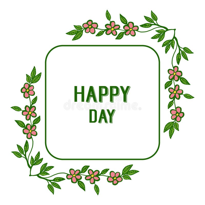 Vector Illustration Banner Happy Day with Design Green Leafy Flower ...