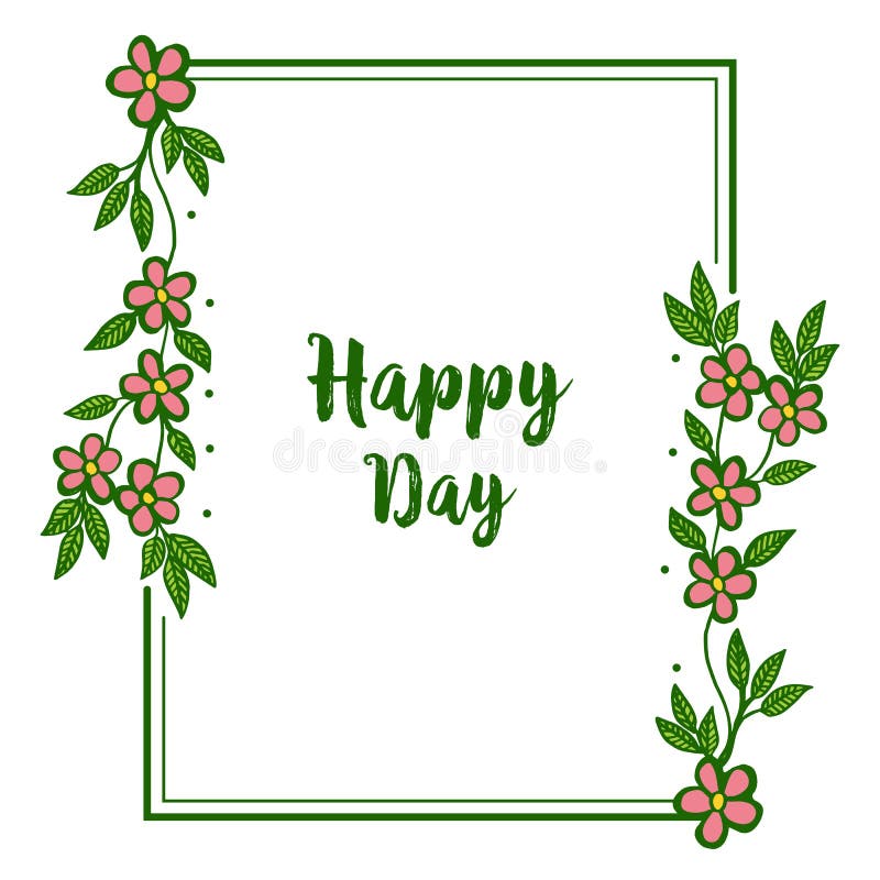 Vector Illustration Banner Happy Day with Design Green Leafy Flower ...