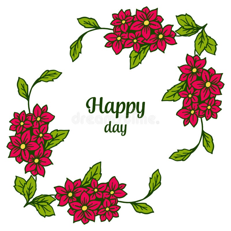 Vector Illustration Banner Happy Day with Wreath Frame Stock Vector ...