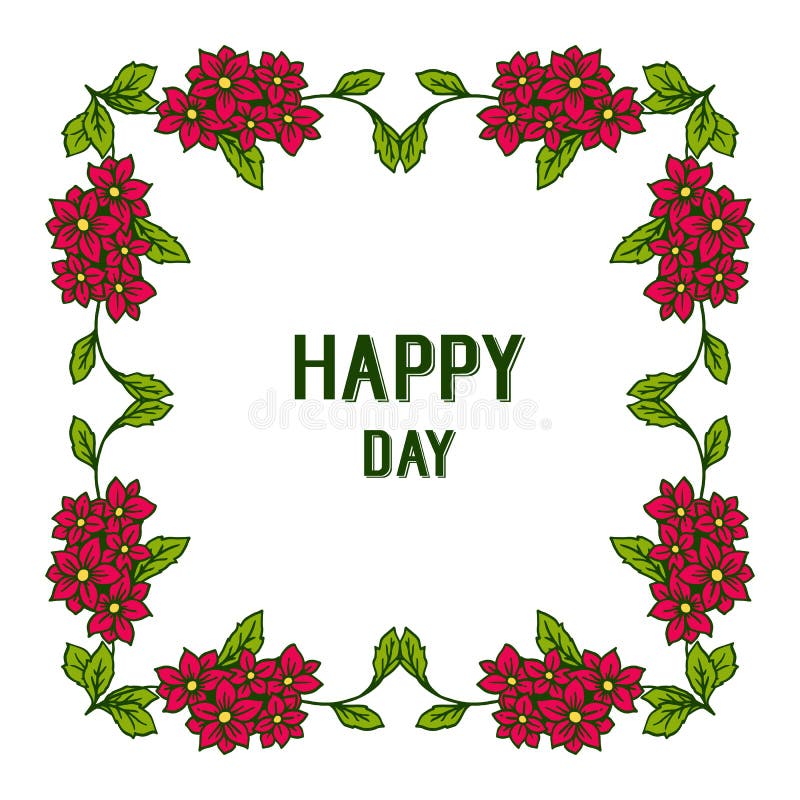 Vector Illustration Banner Happy Day with Wreath Frame Stock Vector ...