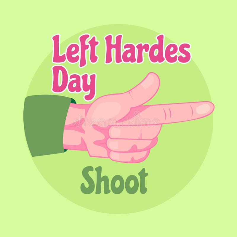 Vector Illustration Banner Happy Left Handers Drawn Shoot Pose Left ...