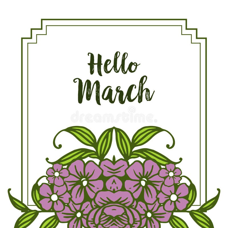 Vector Illustration Banner Hello March with Design Floral Frame Stock ...