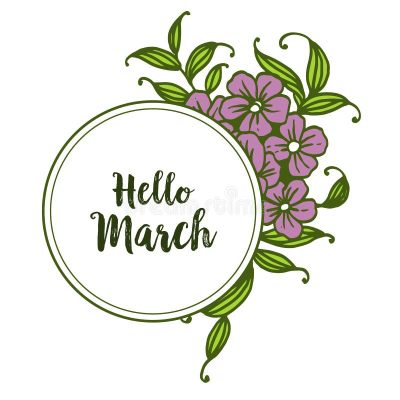 Vector Illustration Banner Hello March with Design Floral Frame Stock ...