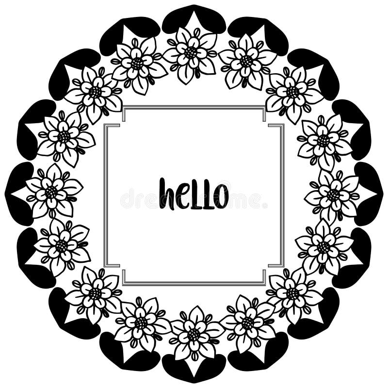 Vector Illustration of Banner Hello for Various Crowd of Flower Frame ...