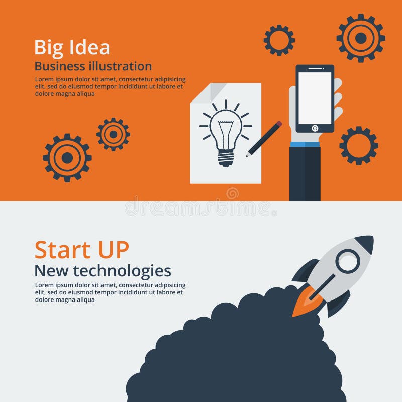 Vector Illustration of a Banner Start Up Stock Vector - Illustration of ...