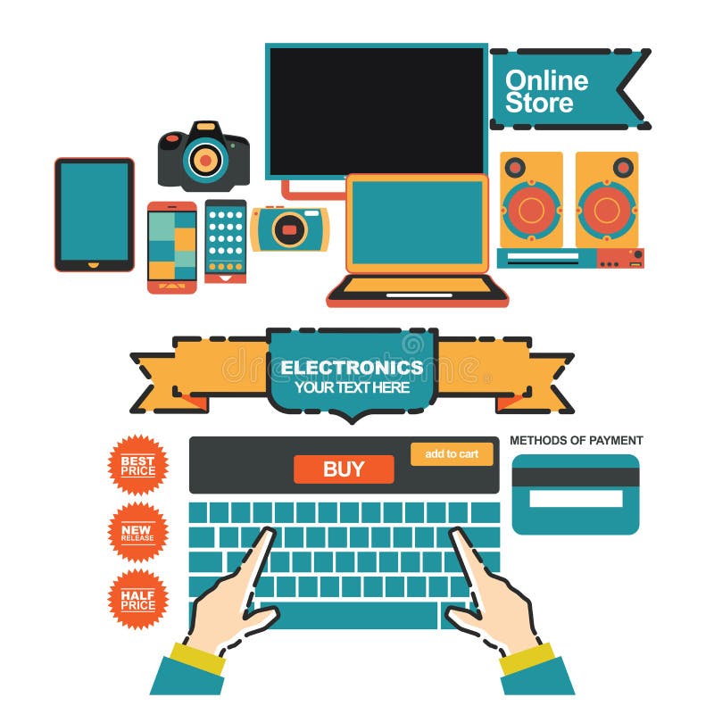 Vector Illustration Banner Template for Electronics Store and on Line ...