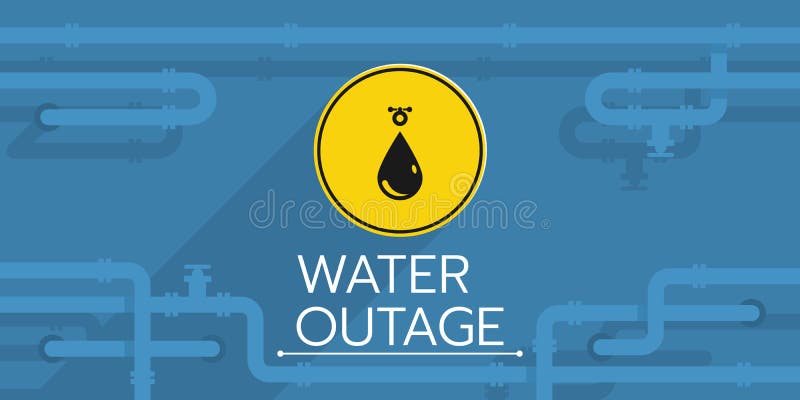 Vector Illustration of the Banner of a Water Outage with a Yellow Round ...