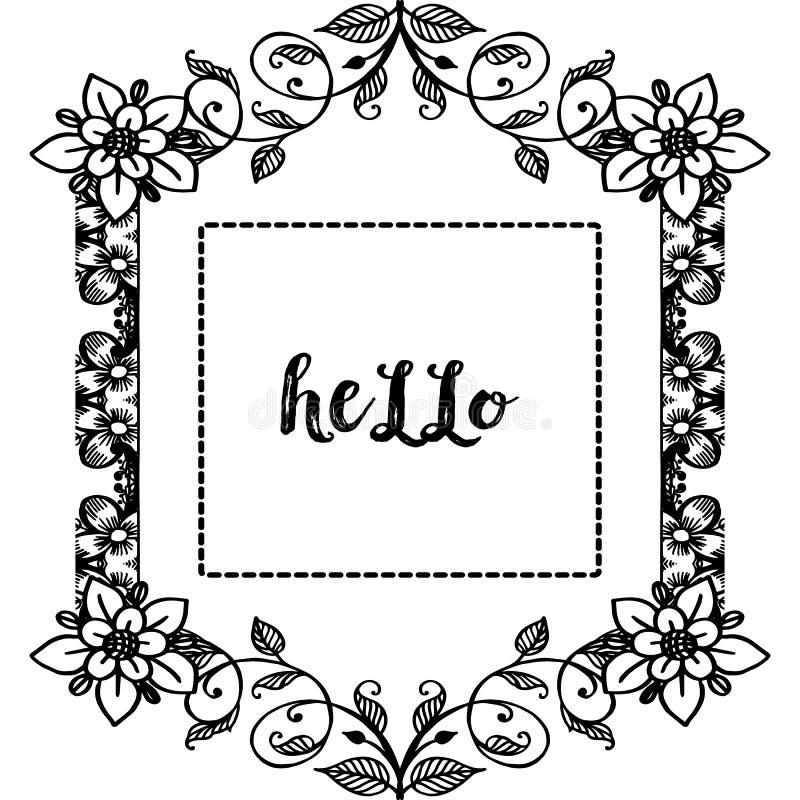 Vector Illustration Banner of Writing Hello with Various Cute Flower ...