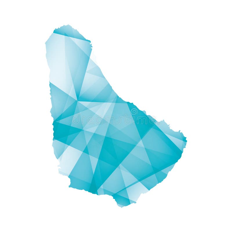 Vector Illustration of Barbados Map with Blue Colored Geometric Shapes ...
