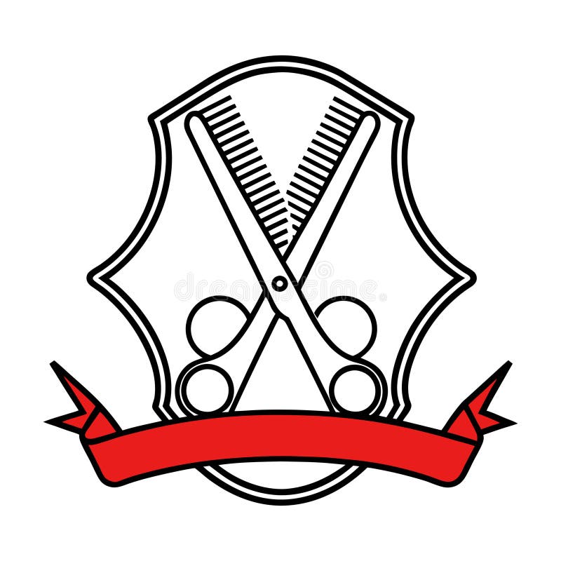 Vector Illustration of Barber Shop Symbols Scissors and Comb on White ...