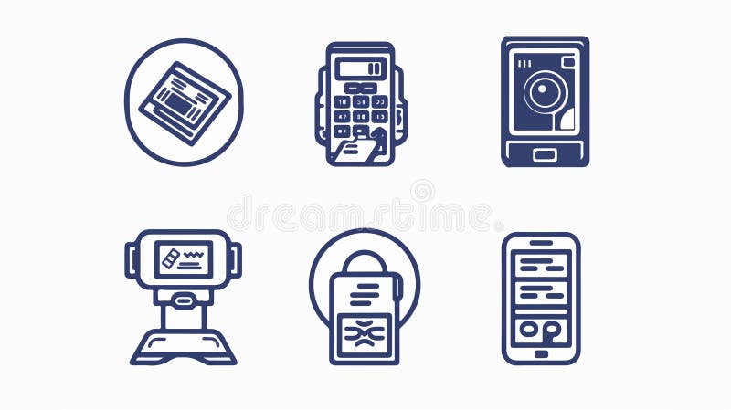 Professional Barcode Scanner Outline Icons for Digital Designs Stock ...