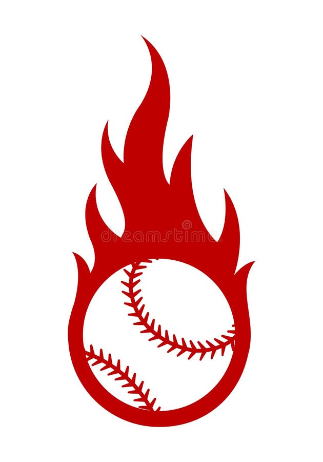 Vector Illustration of Baseball Ball with Simple Flame Shape. Stock ...