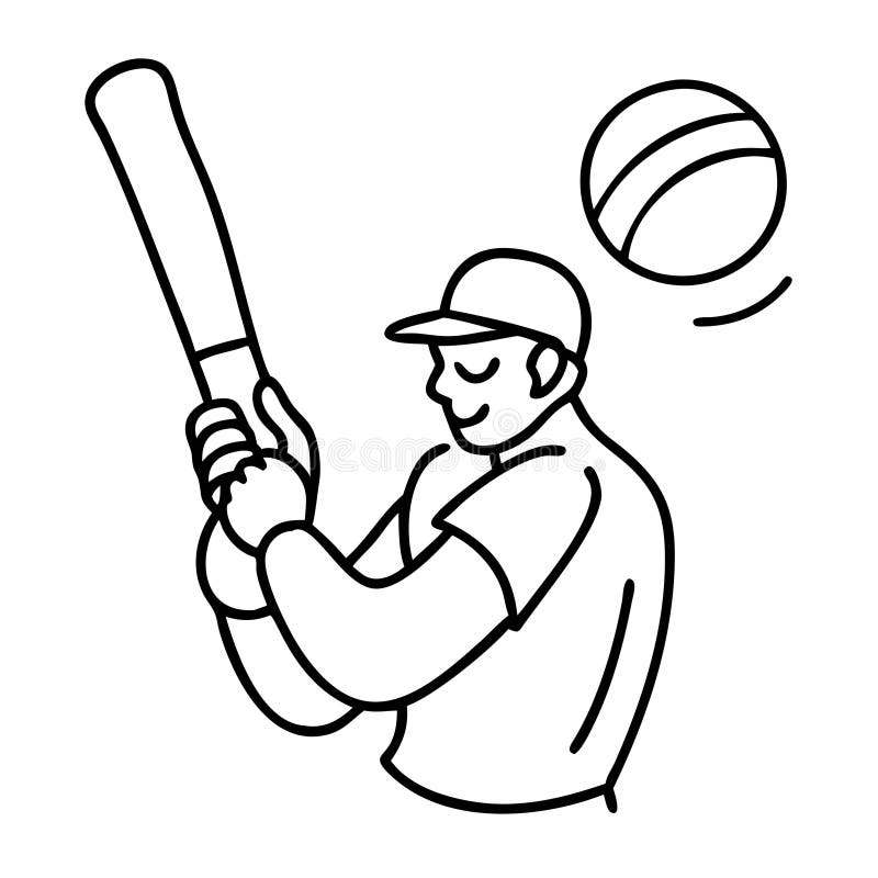 Vector Illustration of Baseball Player Batting for Design and Coloring ...