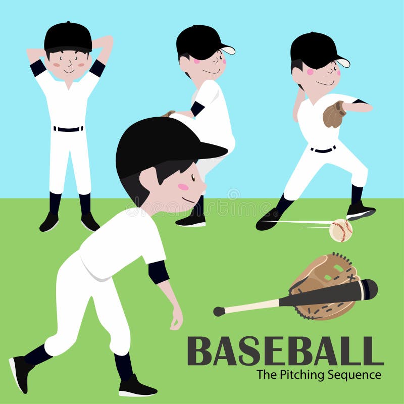 Vector Illustration Baseball Player Stock Vector - Illustration of ...