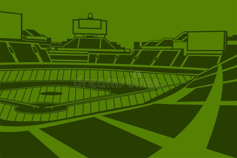Baseball Arena Field Stadium Outline Green Silhouette Vector Stock ...