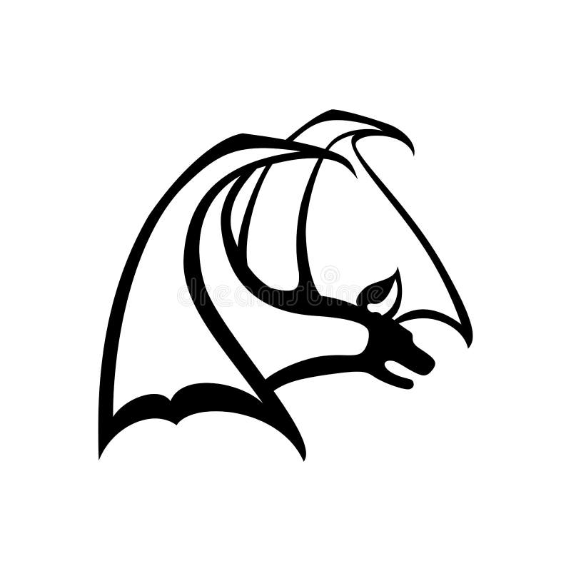 Vector Illustration of Bat Logotype. Simple Black and White Bat Stock ...