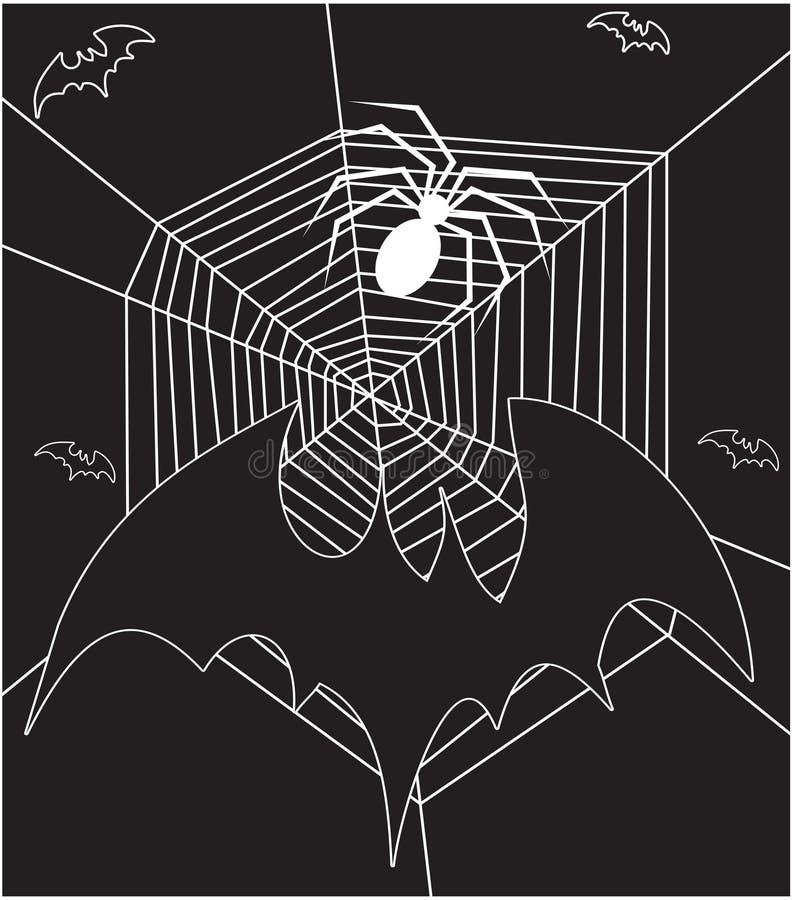 Bats and Spider Webs Vector Illustration Stock Vector - Illustration of ...