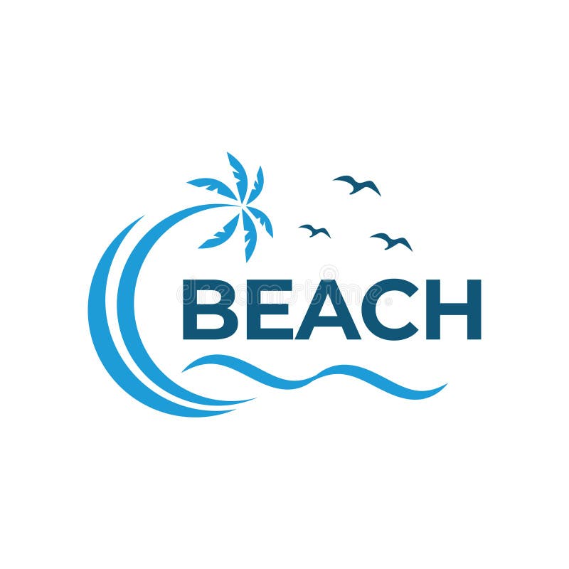 Vector Illustration Beach Logo Design Template Coconut Tree Wave Beach ...