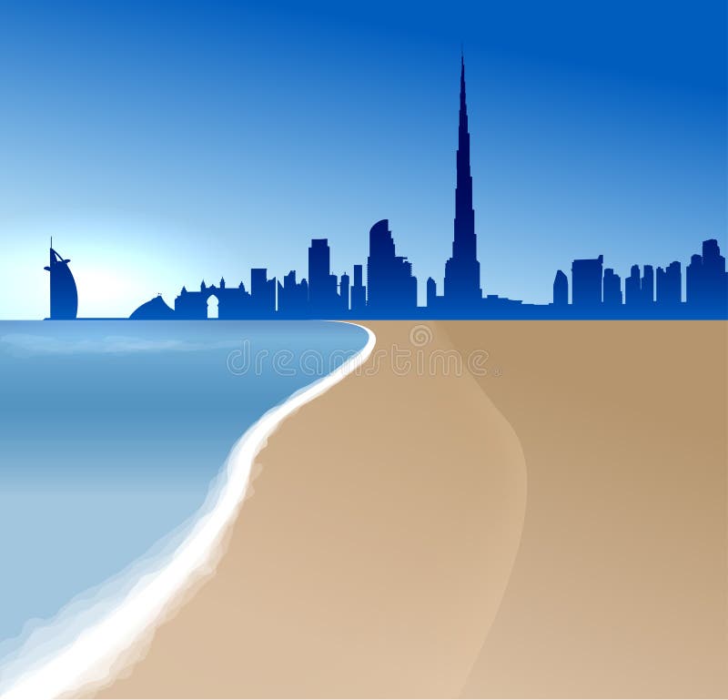 Vector Illustration with Beach and Sea Stock Vector - Illustration of ...