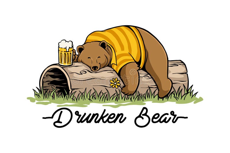 Vector Illustration of a Bear Drinking Beer. Awesome Mascot for Logo or T-shirt Stock Vector ...