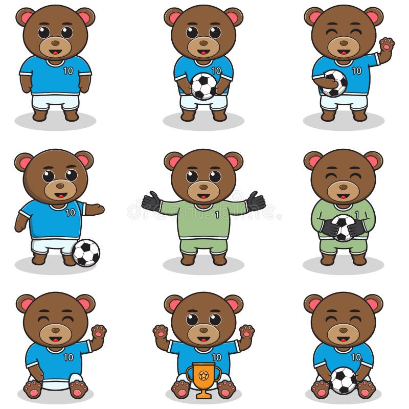 Vector Illustration of Bear Football Set Stock Vector - Illustration of ...