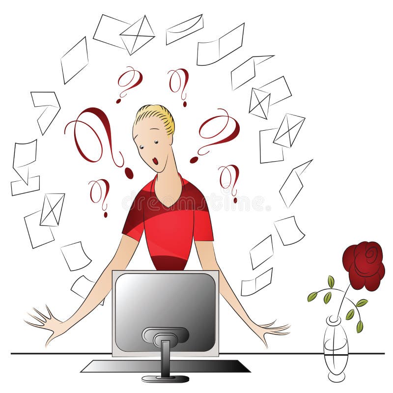 Vector Illustration. Beautiful Girl and Computer. Stock Vector ... Vector Illustration. Beautiful Girl and Computer. Stock Vector ...