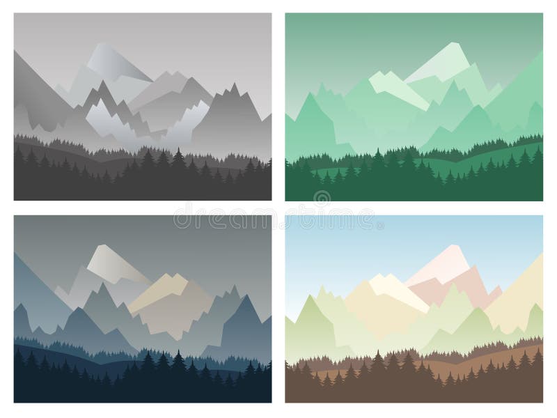 Vector Illustration of a Beautiful Mountain Landscape. Panoramic Vector ...