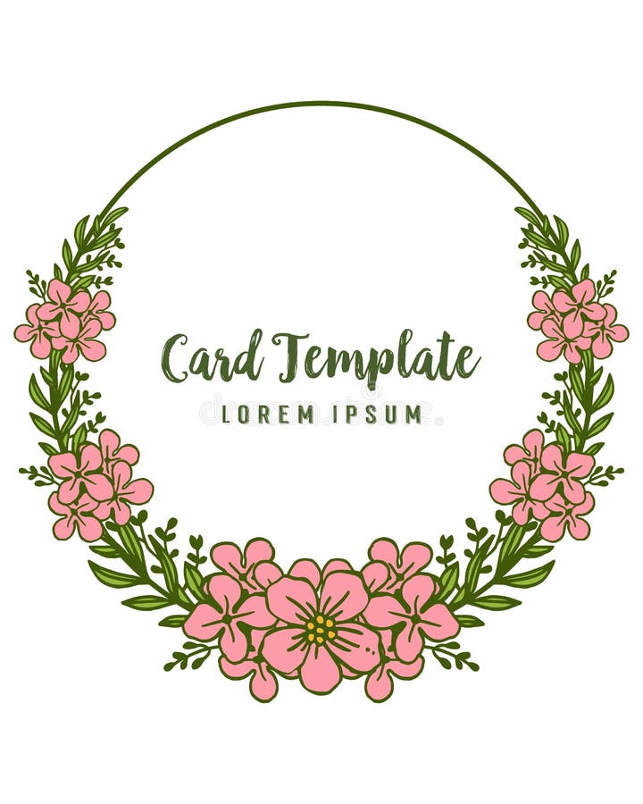 Vector Illustration Beautiful Pink Flower Frame with Template Cards ...
