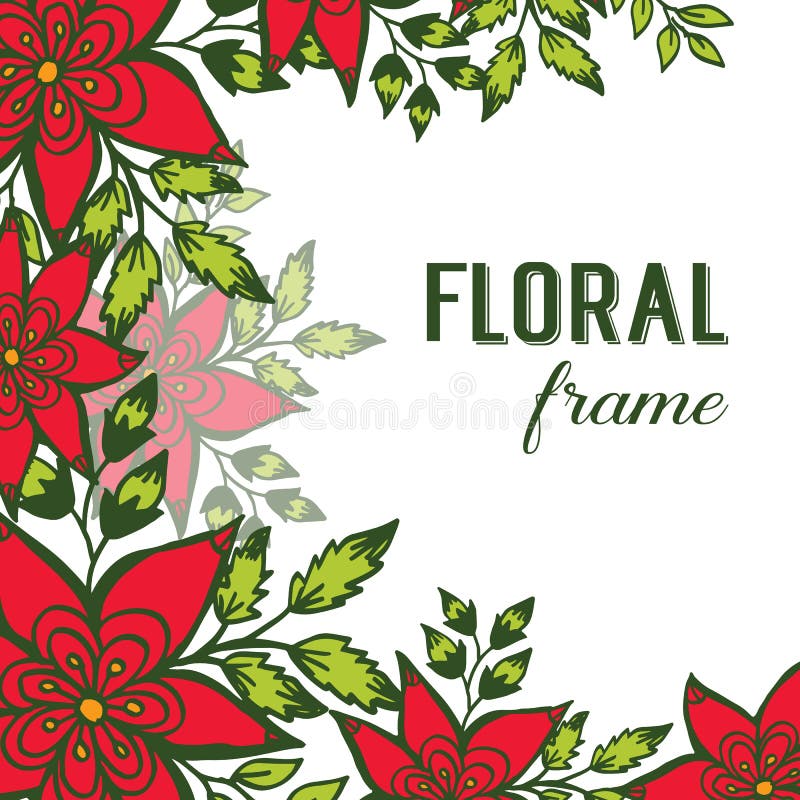 Vector Illustration Beautiful Red Flower Frame Decor Stock Vector ...