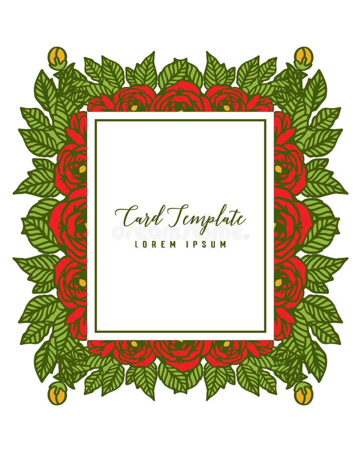 Vector Illustration Beautiful Red Rose Wreath Frame with Writing of ...