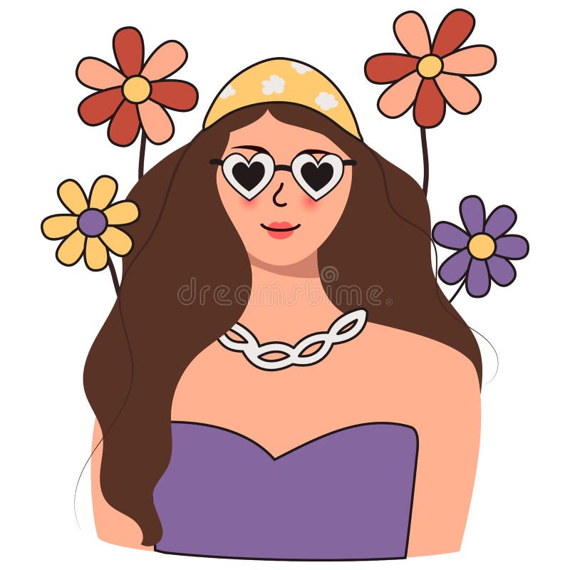 Vector Illustration of a Beautiful Woman with a Flowers Stock ...