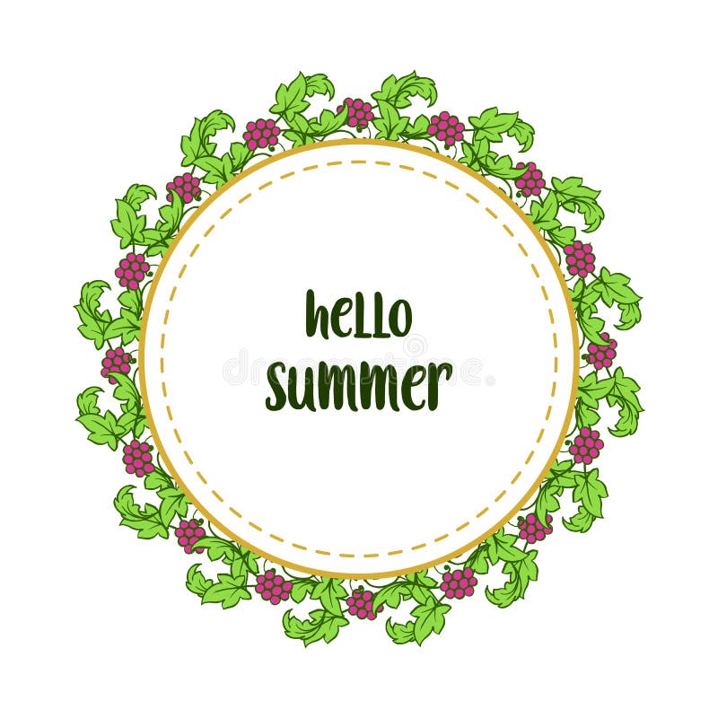 Vector Illustration Beauty of Leaf Bouqet Frame for Hello Summer Text ...