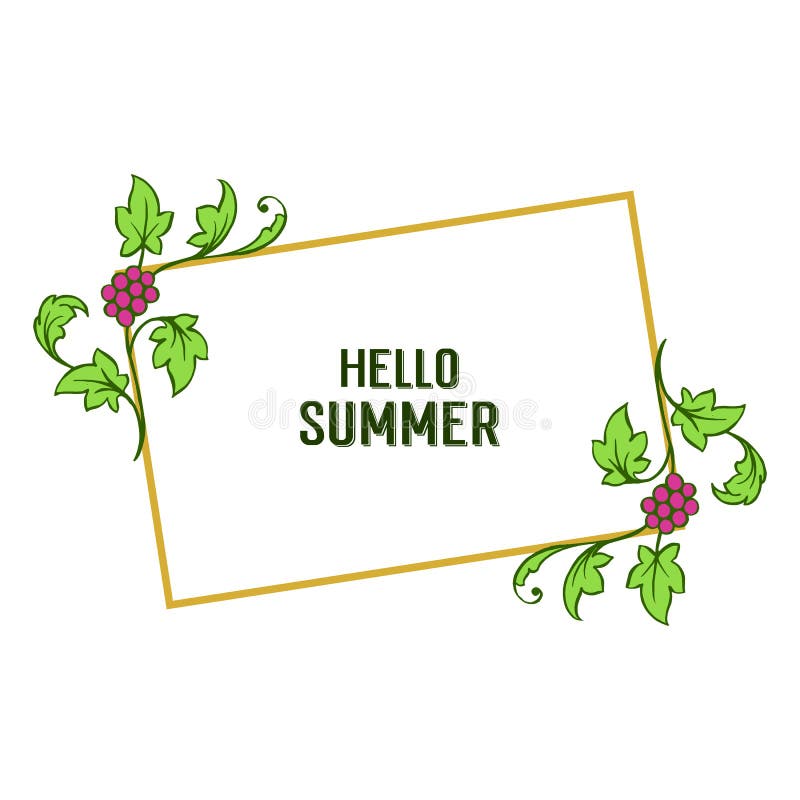 Vector Illustration Beauty of Leaf Bouqet Frame for Hello Summer Text ...