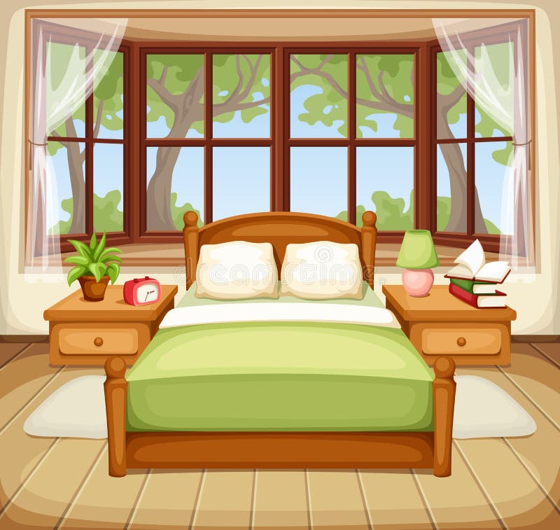 Bedroom Interior. Vector Illustration. Stock Vector - Illustration of ...
