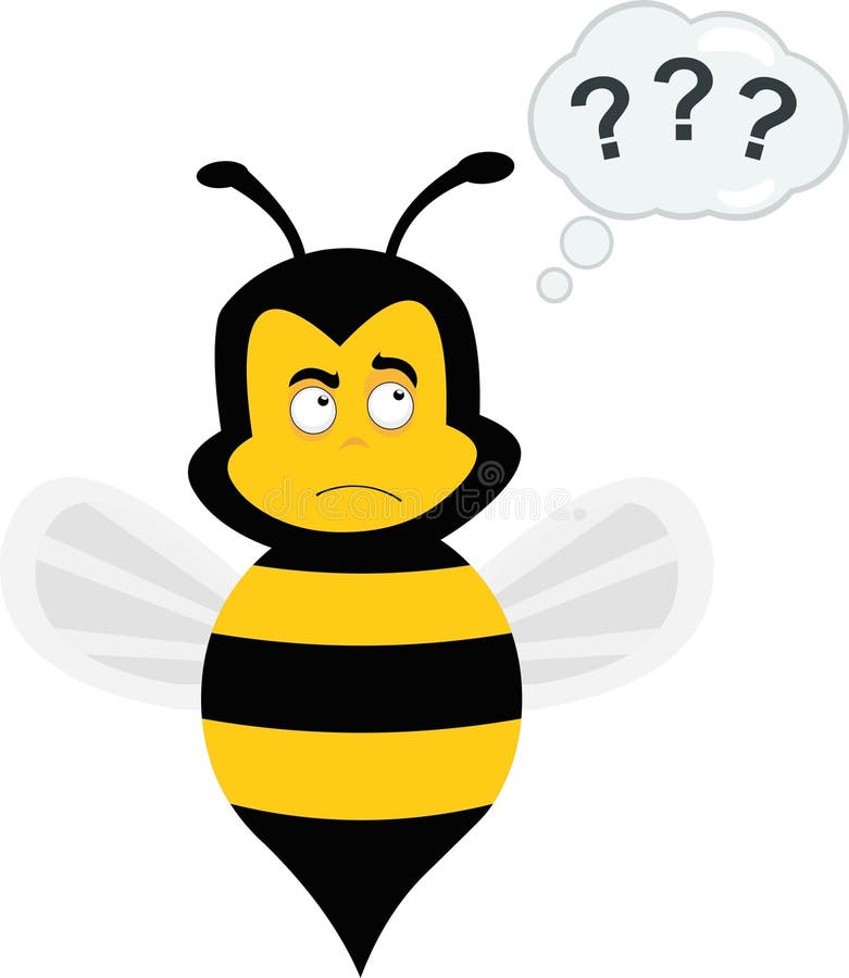 Bee Thinking Cloud Thought Question Marks Stock Vector - Illustration ...