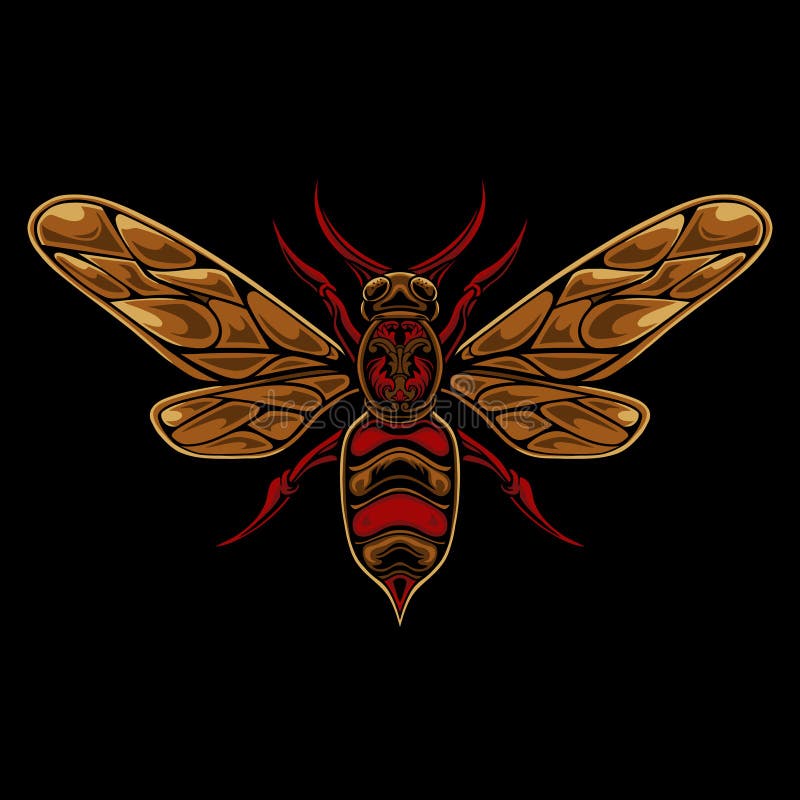 Vector illustration of bee stock vector. Illustration of flower - 242491102