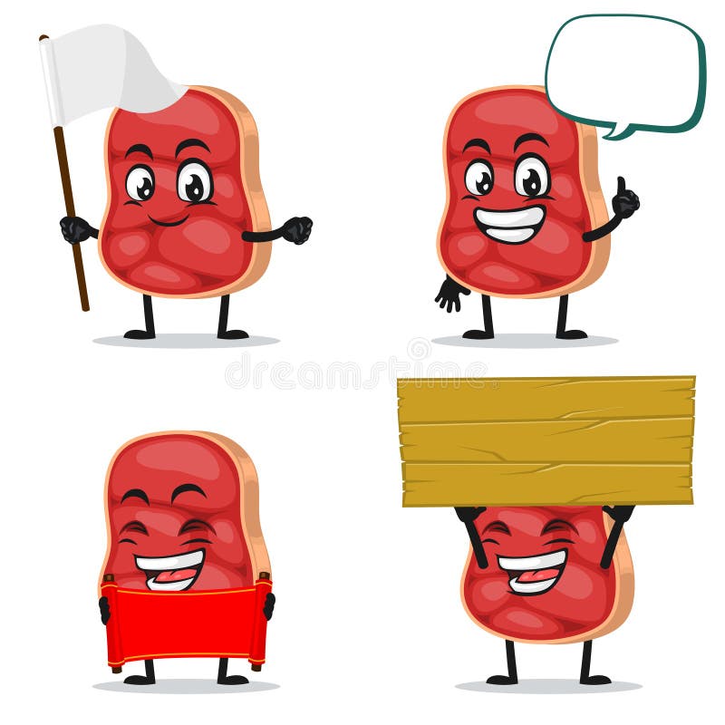 Vector Illustration of Beef Character or Mascot Stock Vector ...