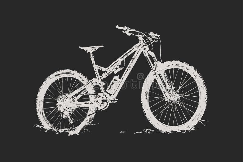 Vector Illustration of a Bicycle on a Dark Background. Monochrome Image ...