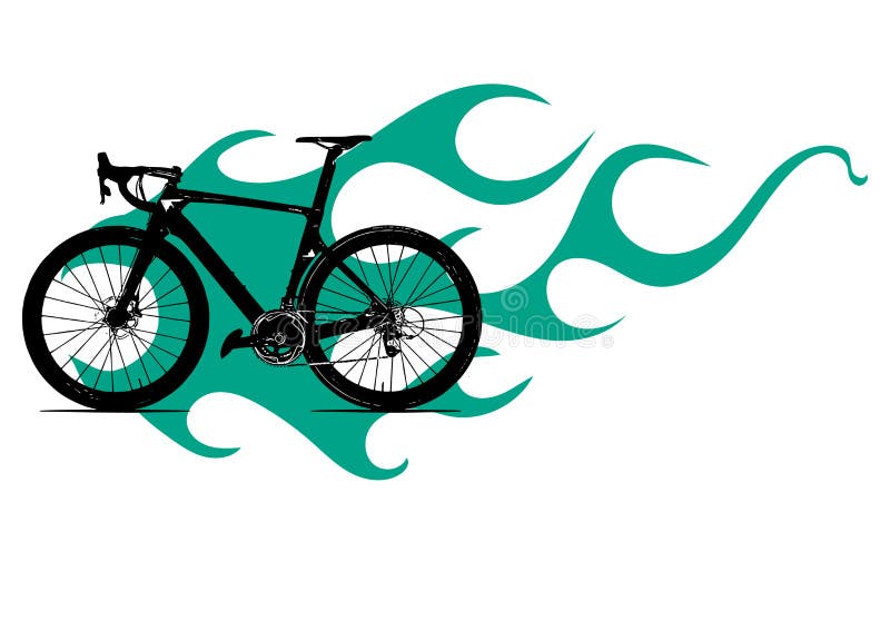 Vector Illustration Bicycle with Flame and Fire Silhouette Stock ...