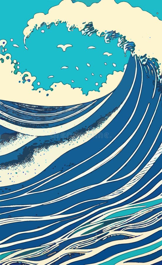 Vector Illustration of a Big Wave in the Ocean Stock Vector ...